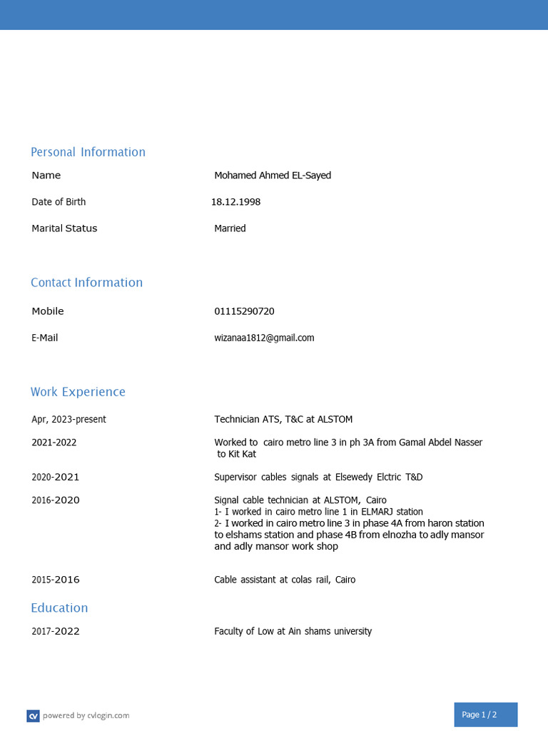 CV Mohamed Ahmed EL-Sayed | PDF