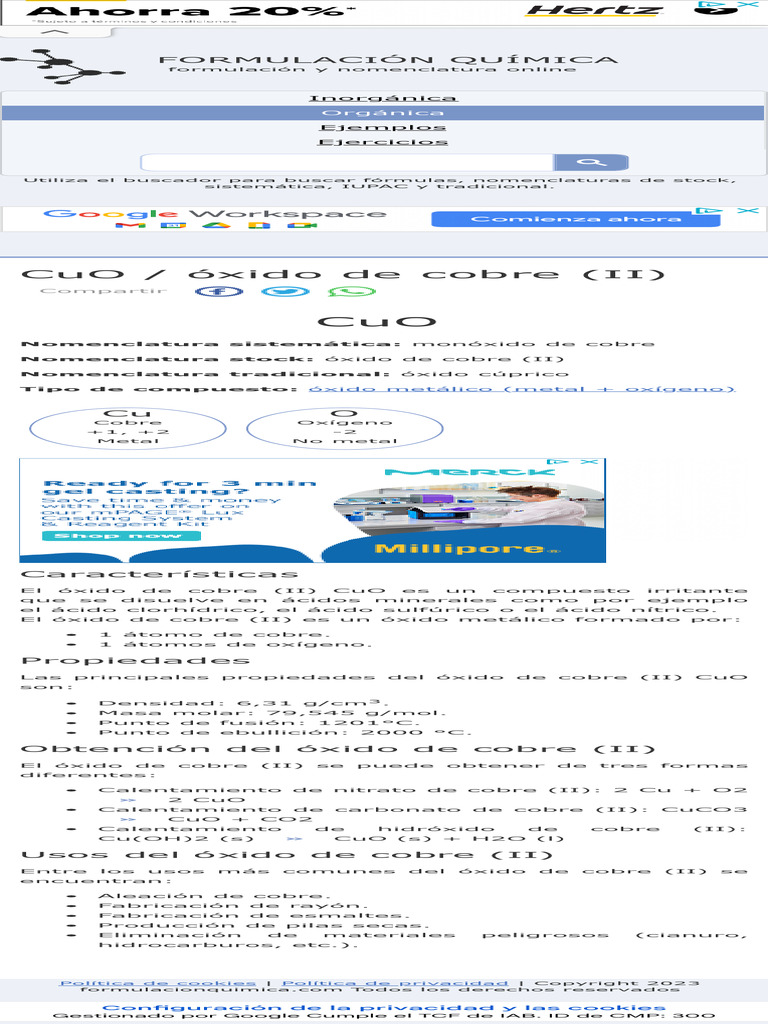 CuO Óxido de Cobre (II) | PDF