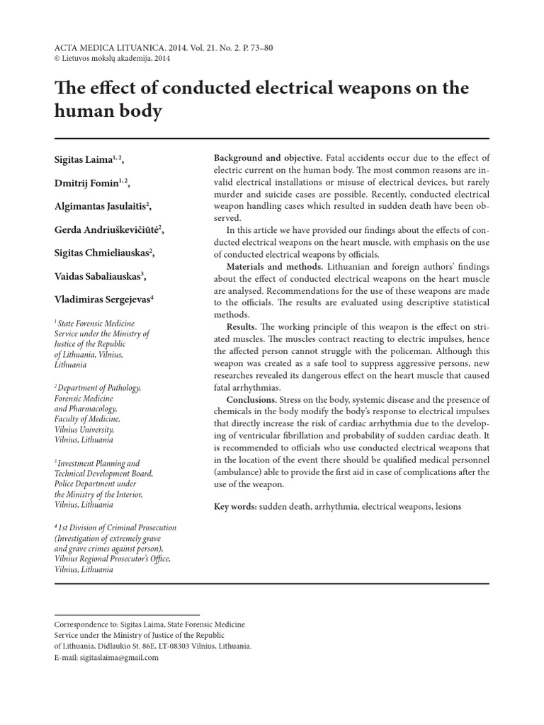 The Effect of Conducted Electrical Weapo | PDF | Heart | Heart Rate