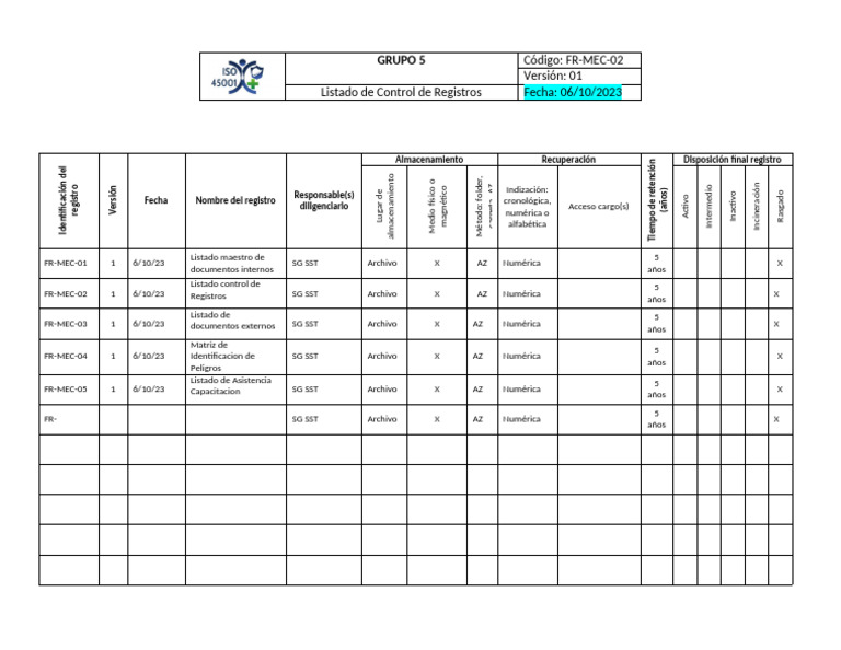 FR Listado de Control de Registros 1 | PDF | Informática