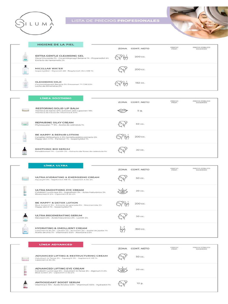 SILUMA - Lista de precios Profesional | PDF