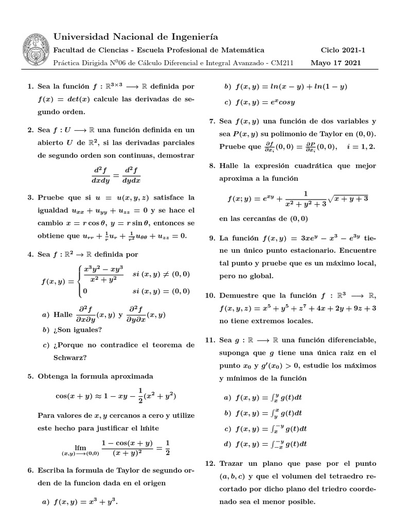 PD6 2021-I | PDF | Funciones y mapeos | Análisis