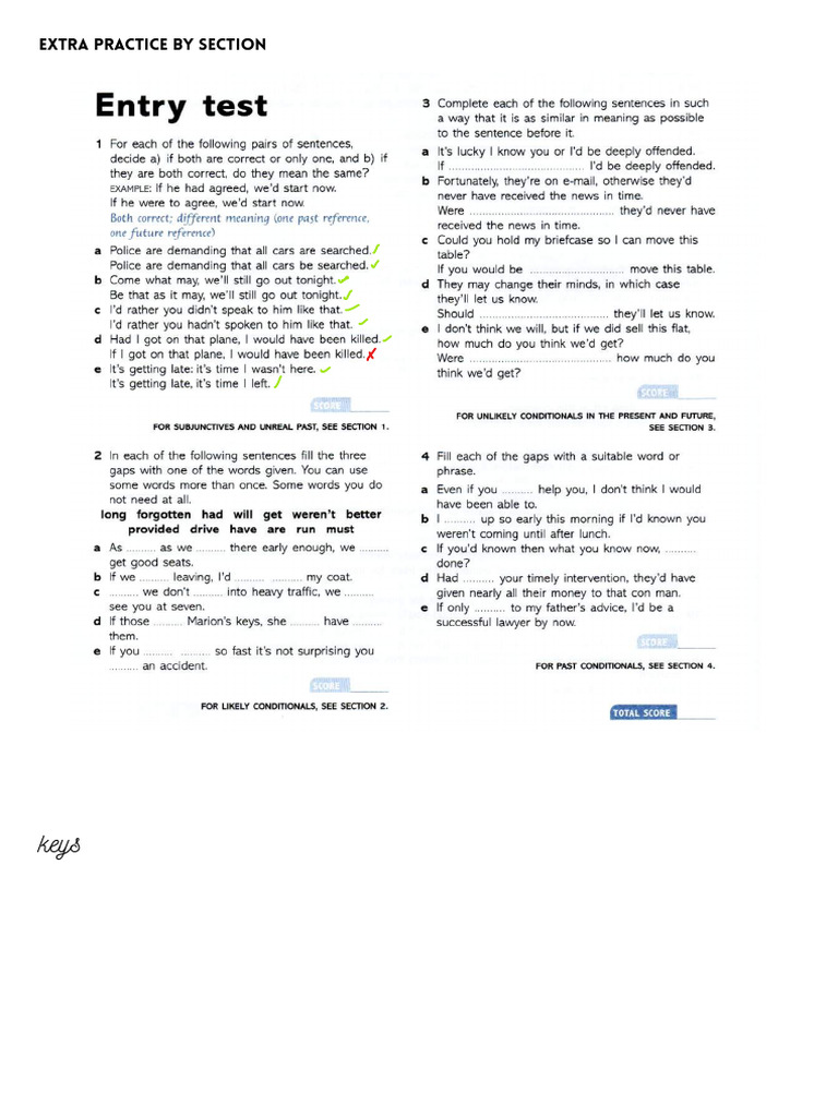 EXTRA PRACTICE AND KEYS - Unit 2 | PDF