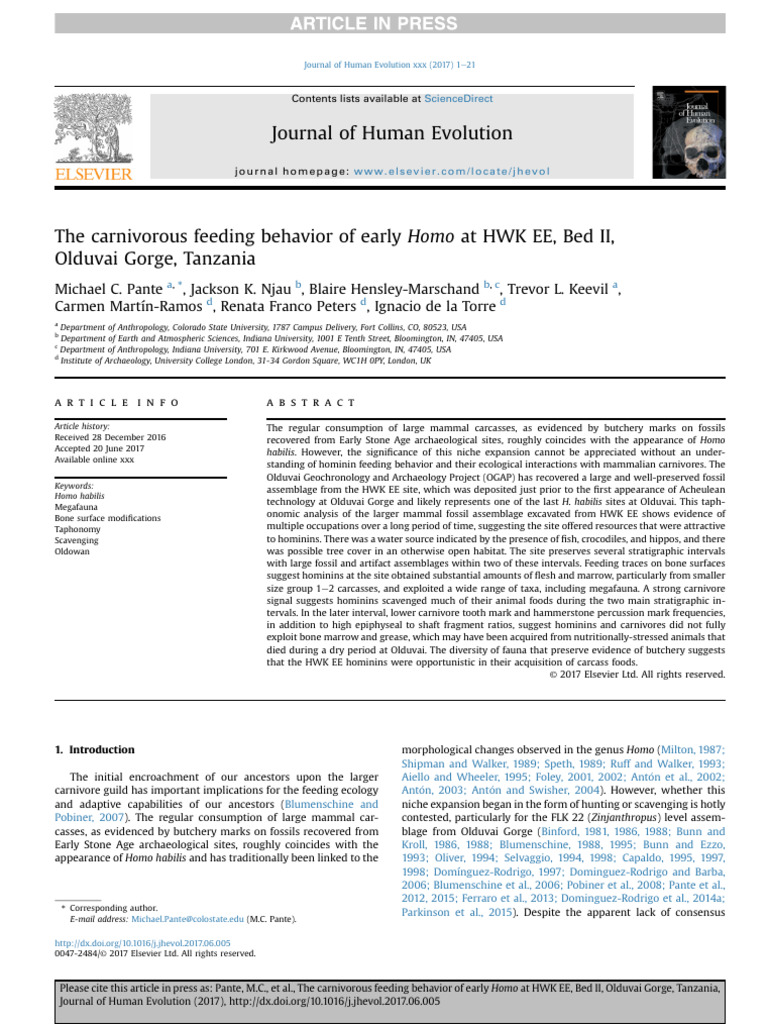 Pante Michael C The Carnivorous Feeding Behavior of | PDF