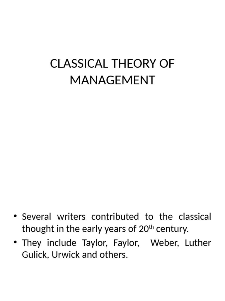 Classical Theory of Management | PDF | Business | Economies