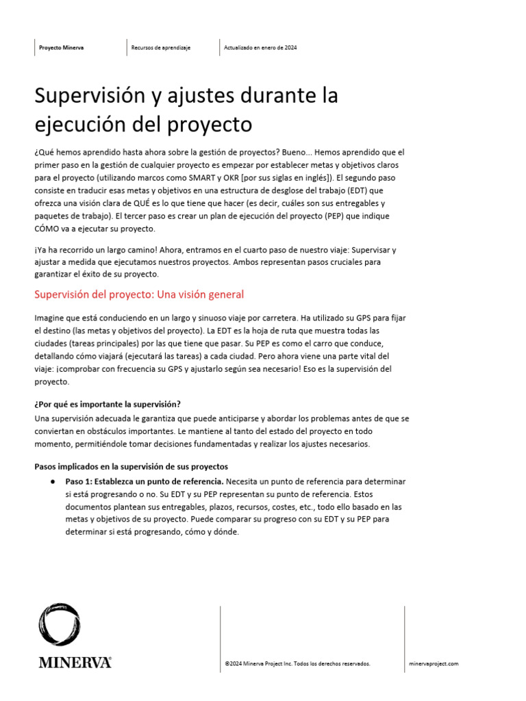 Supervisión y Ajustes Durante La Ejecución Del Proyecto | PDF ...
