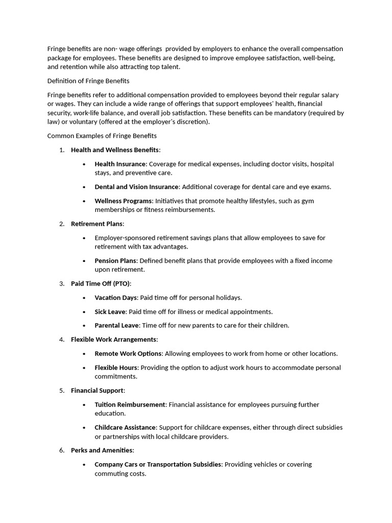 Understanding Fringe Benefits for Employees | PDF | Employee Benefits | Employment