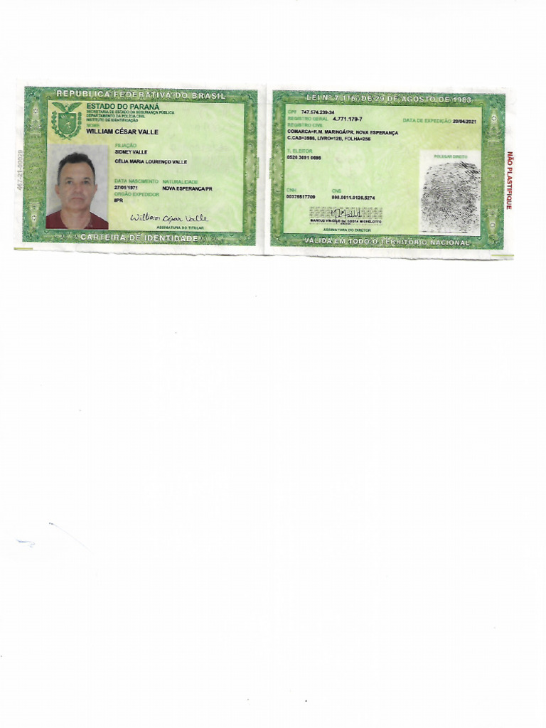 Willian Cesar Valle RG PR | PDF