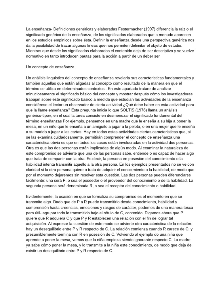 La Buena Enseñanza - Definiciones Genéricas y Elaboradas Festermacher ...