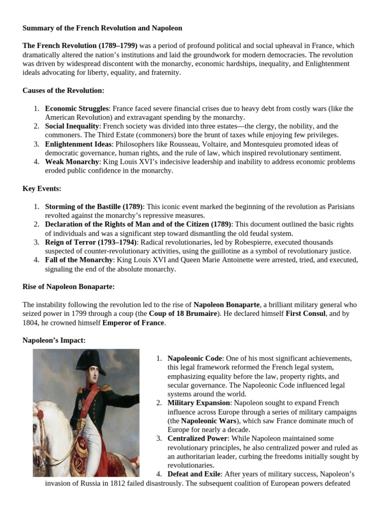 French Revolution & Napoleon Overview | PDF | First French Empire ...