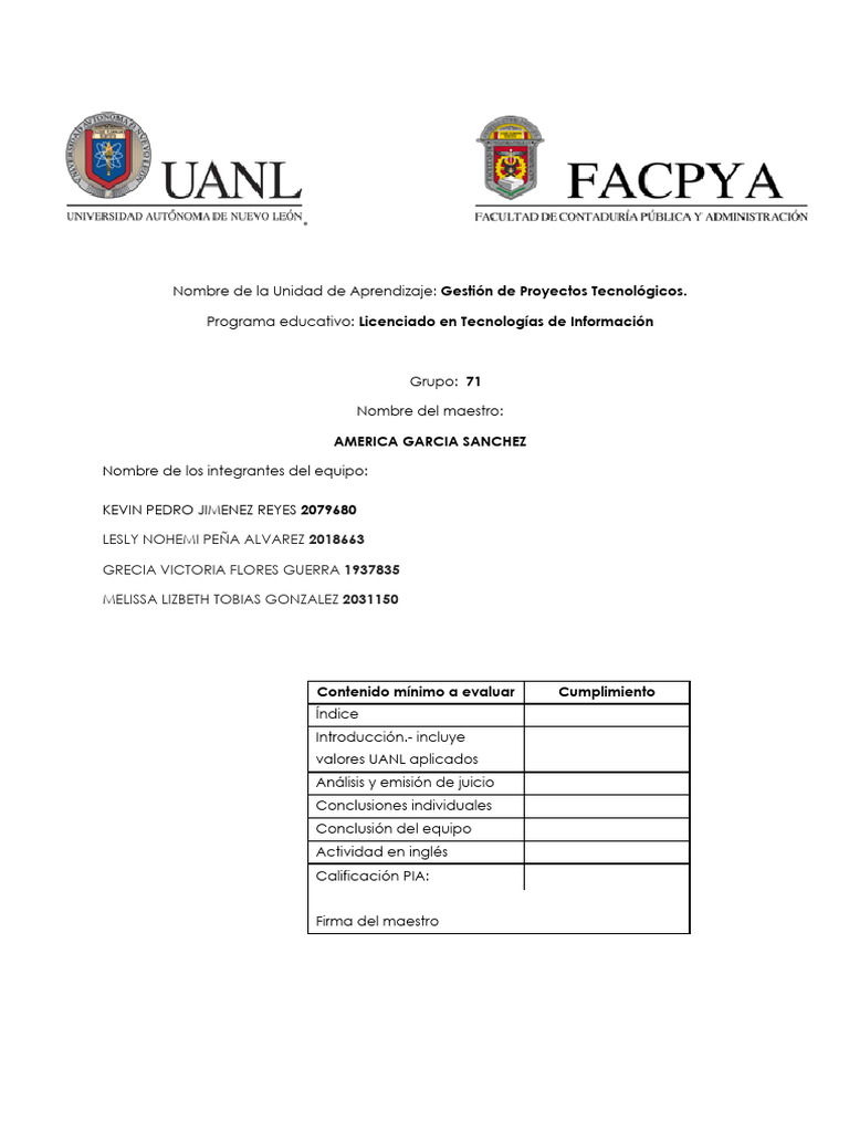2.1 - Informe Sobre La Aplicación de Las Fases de Inicio y Planeación ...