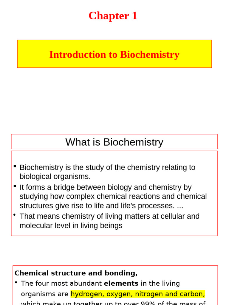 Introduction in Biochemistry | PDF | Organic Compounds | Biochemistry