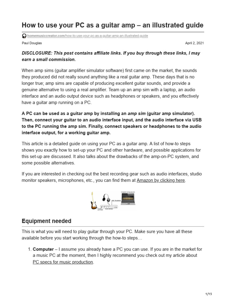 PC Guitar Amp Setup Guide | PDF | Amplifier | Usb