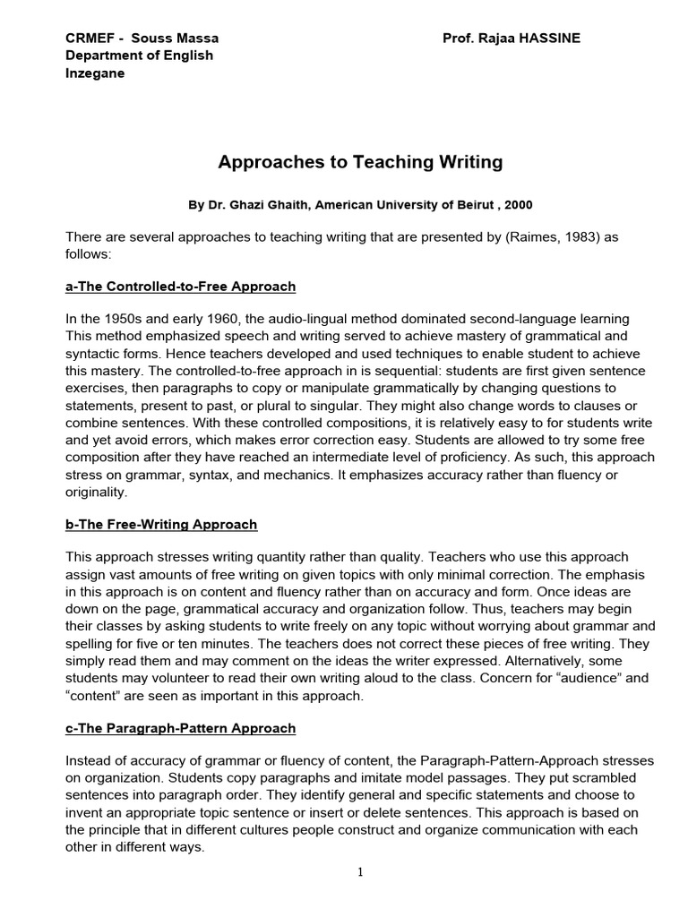 Writing Approaches | PDF | Syntax | Grammar