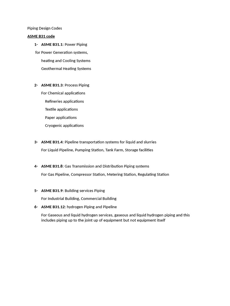 Piping Design Codes | PDF