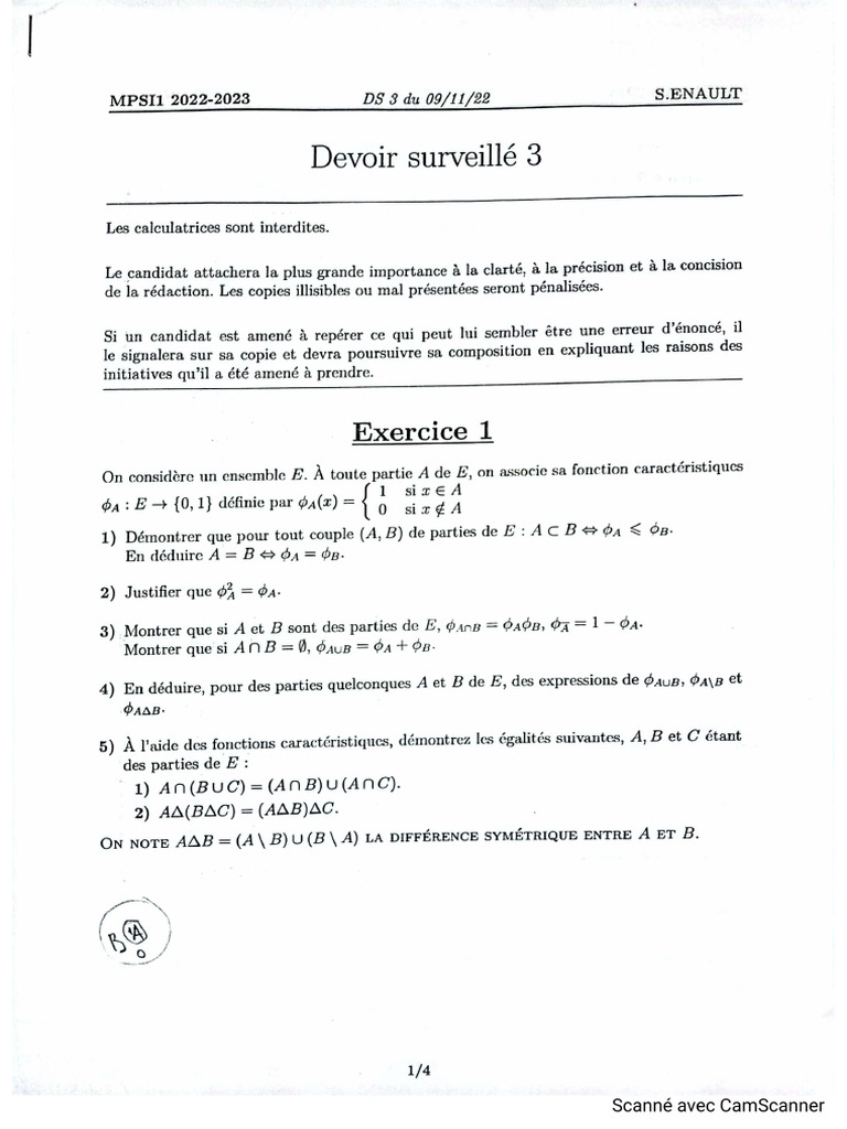 Devoirs Surveillés Enault | PDF