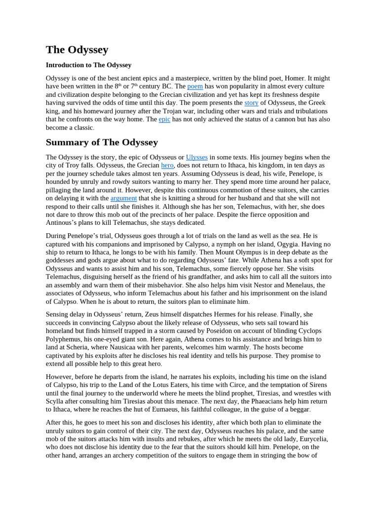 ODYSSEY | PDF | Odyssey | Odysseus