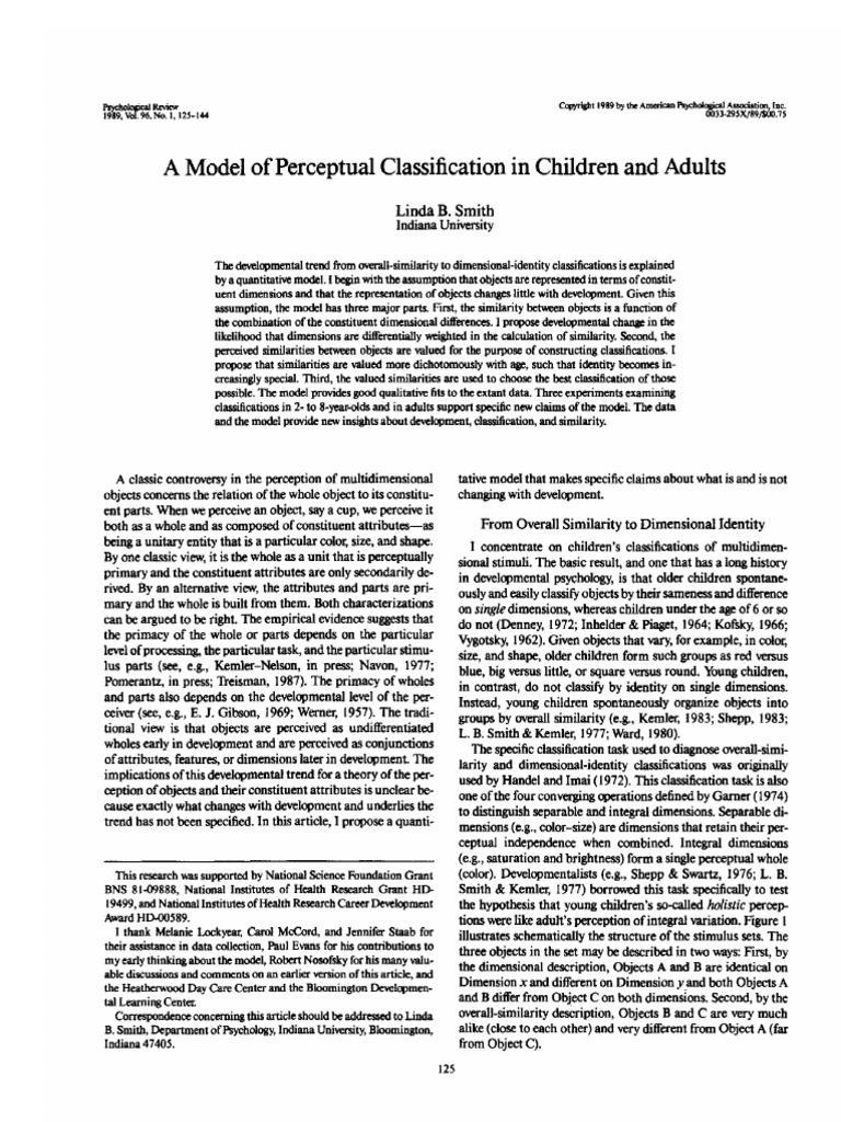 Smith 89 Model | PDF | Perception | Dimension