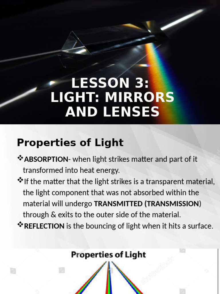 Light Reflection: Mirrors & Lenses Explained | PDF | Mirror ...
