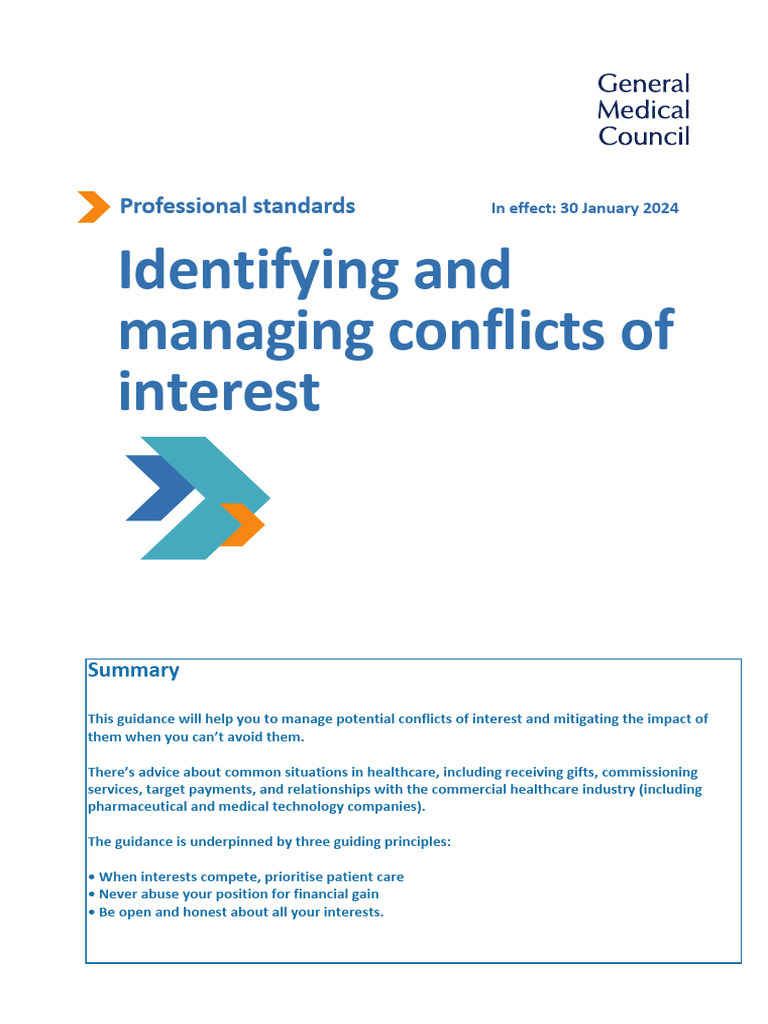 Managing Conflicts of Interest in Healthcare | PDF | Conflict Of ...