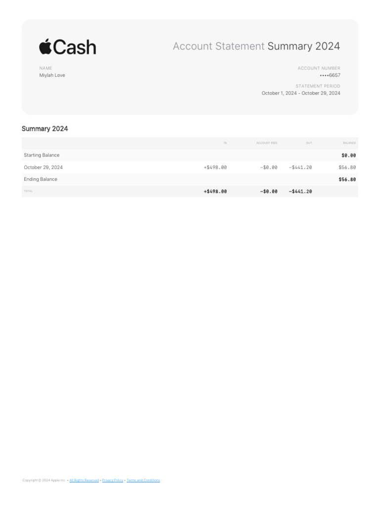 Apple Cash Statement | PDF | Payments | Financial Technology