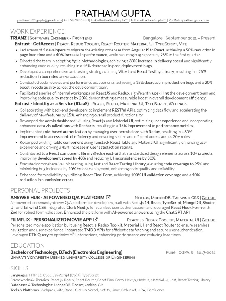 Pratham Gupta CV | PDF | Software Quality | Computer Programming Pratham Gupta CV | PDF | Software Quality | Computer Programming