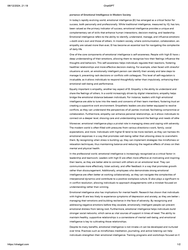 ChatGPT | PDF | Emotional Intelligence | Empathy