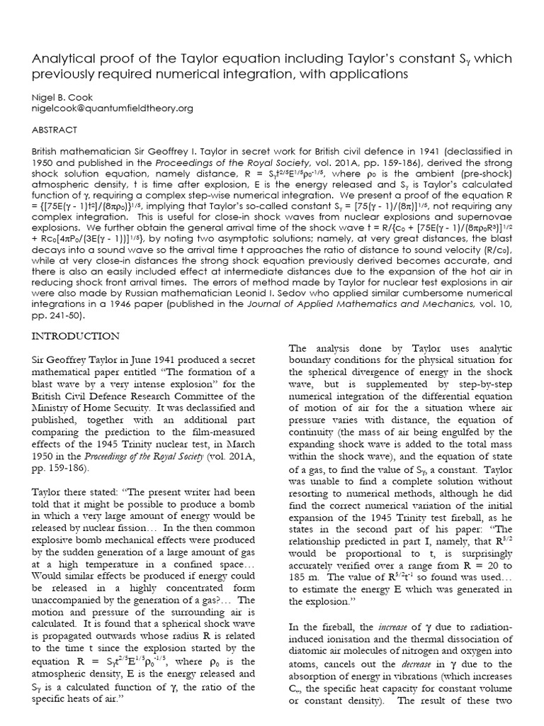 Analytical Taylor Equation | PDF | Atmosphere Of Earth | Kinetic Energy