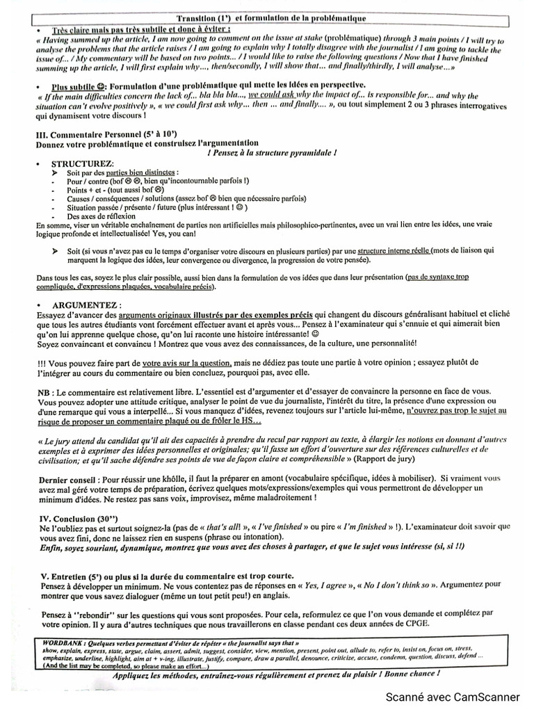 Méthodologie Kholle en anglais._2 | PDF