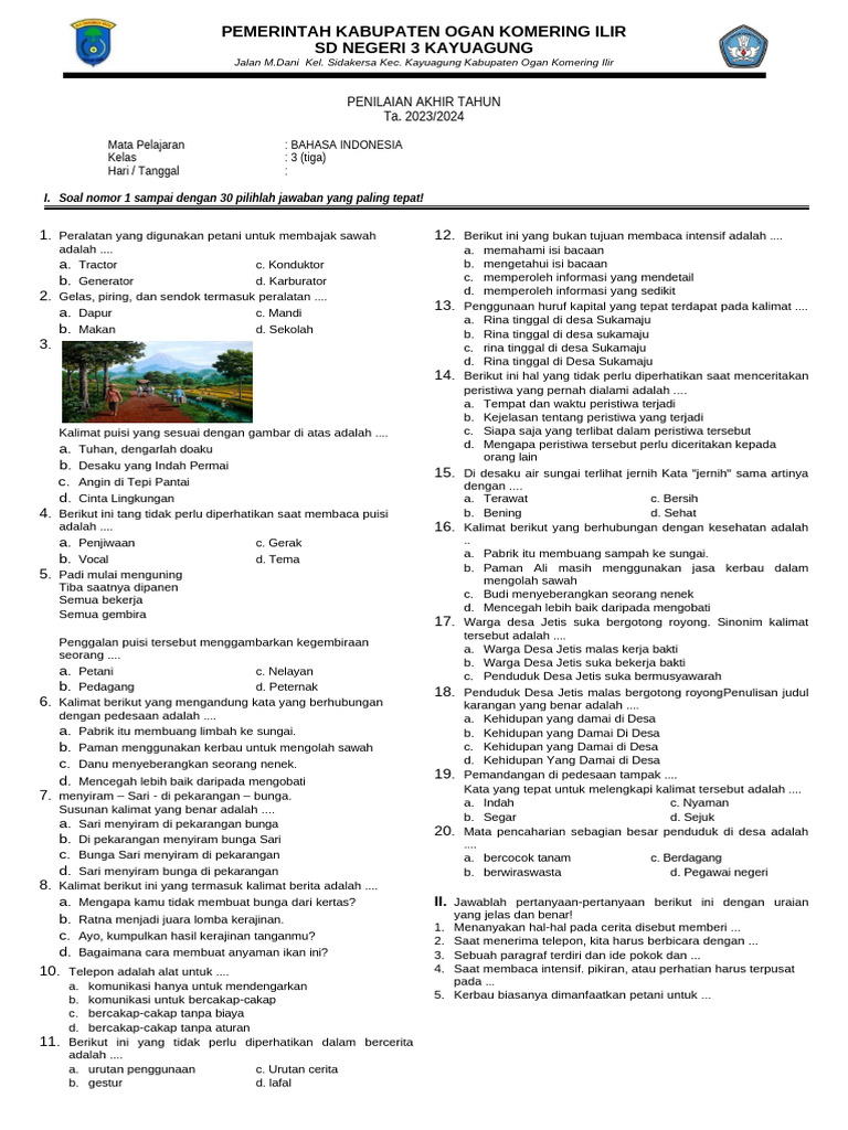 Soal Pat Bind KLS Iii | PDF