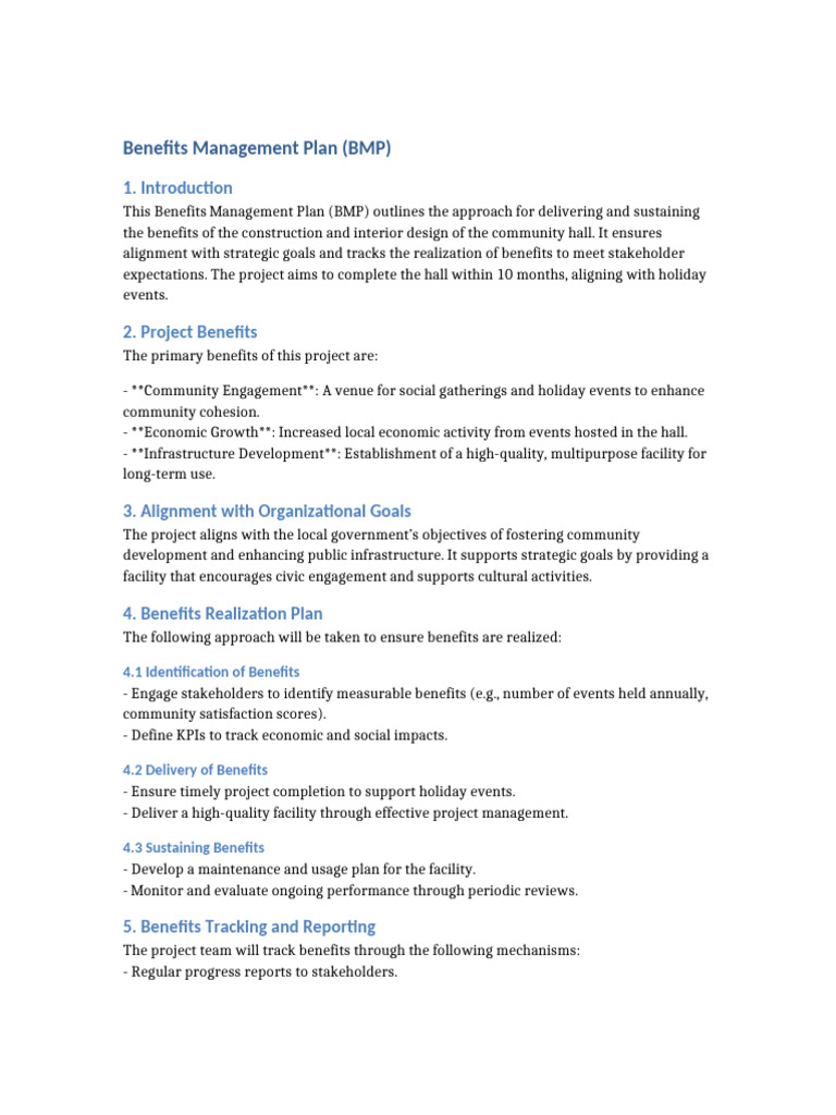Benefits_Management_Plan | PDF | Performance Indicator | Project Management