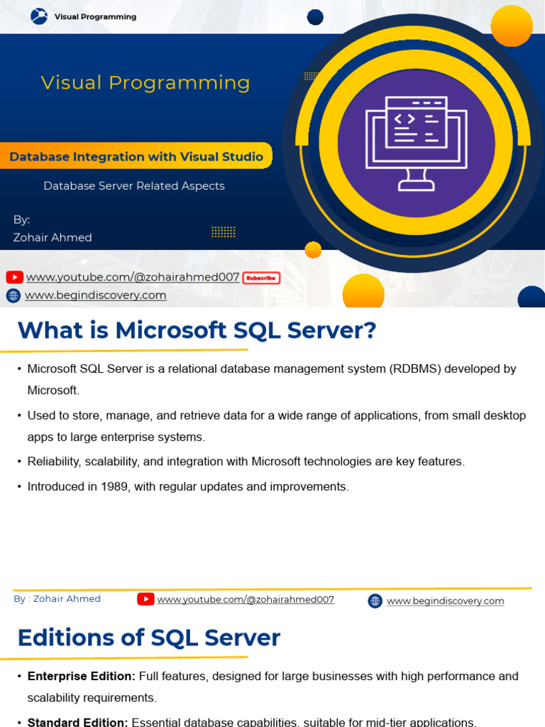 Lect 5 - Database Integration With Visual Studio | PDF | Databases | Microsoft Sql Server