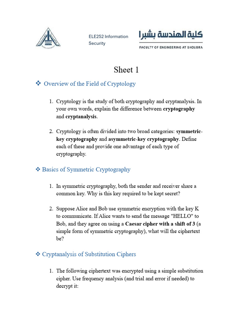 Sheet1_intro | PDF | Cryptography | Cryptanalysis