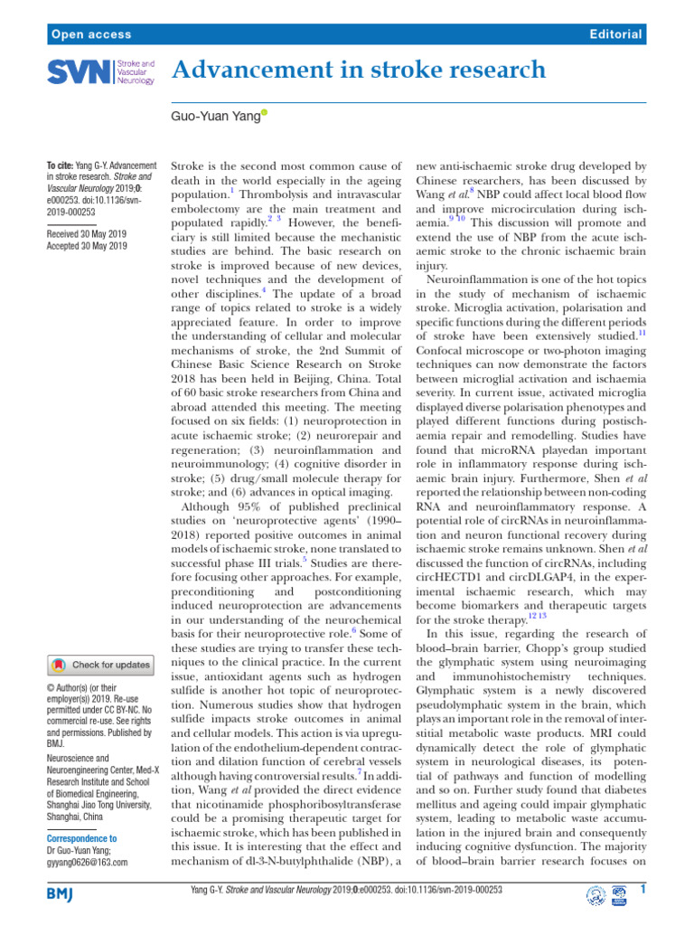 Advancement_in_stroke_research | PDF | Stroke | Ischemia