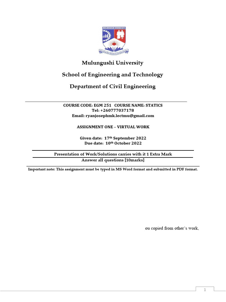 1. EGM-251_ASSIGNMENT ONE_S1_2022 | PDF