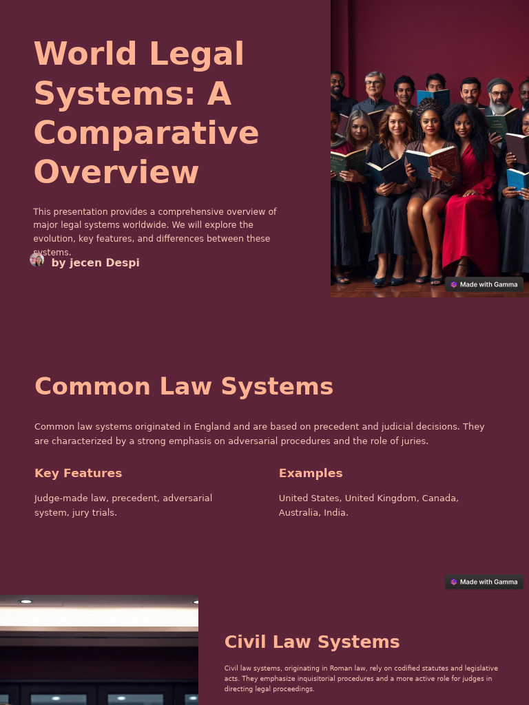 Comparative Overview of Global Legal Systems | PDF | Civil Law (Legal ...