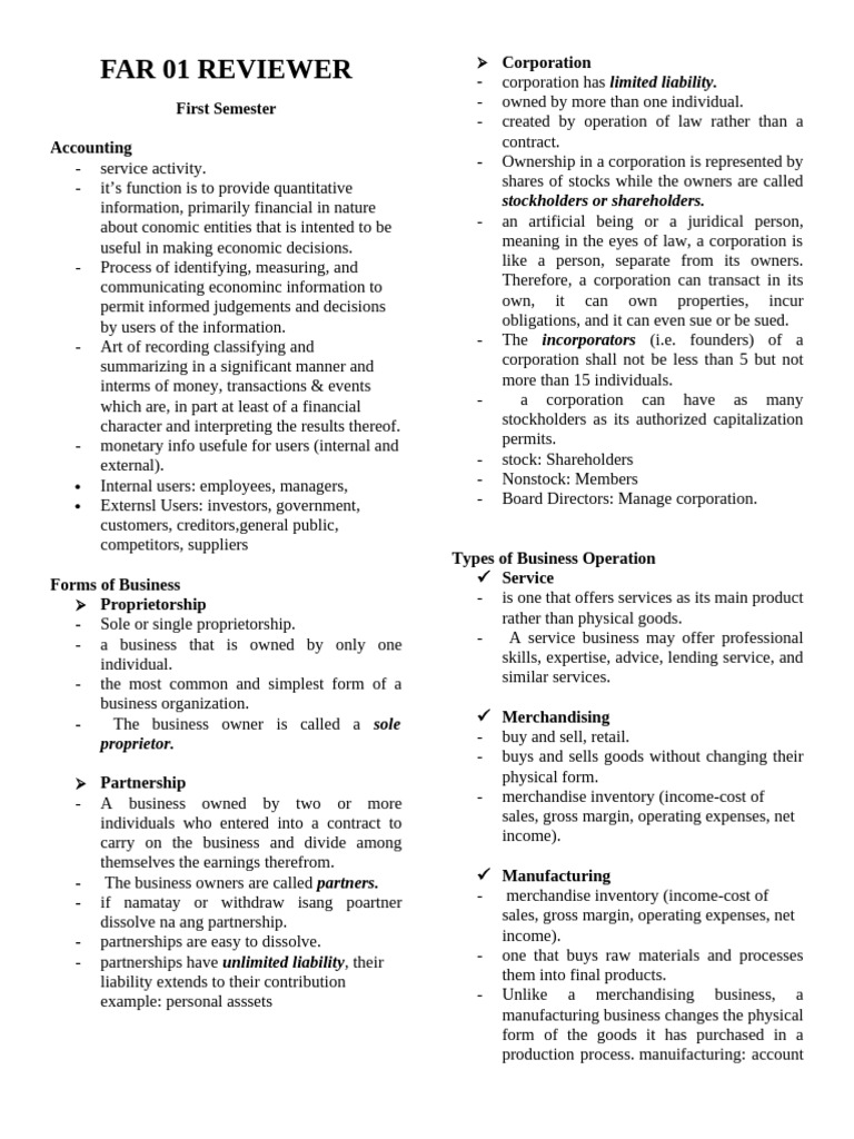 FAR-01-REVIEWER | PDF | Debits And Credits | Balance Sheet
