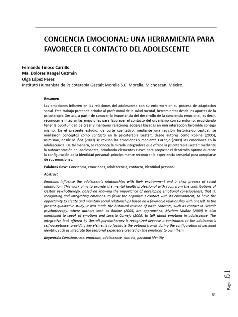06 Conciencia emocional - FTinoco et all | PDF | Las emociones ...