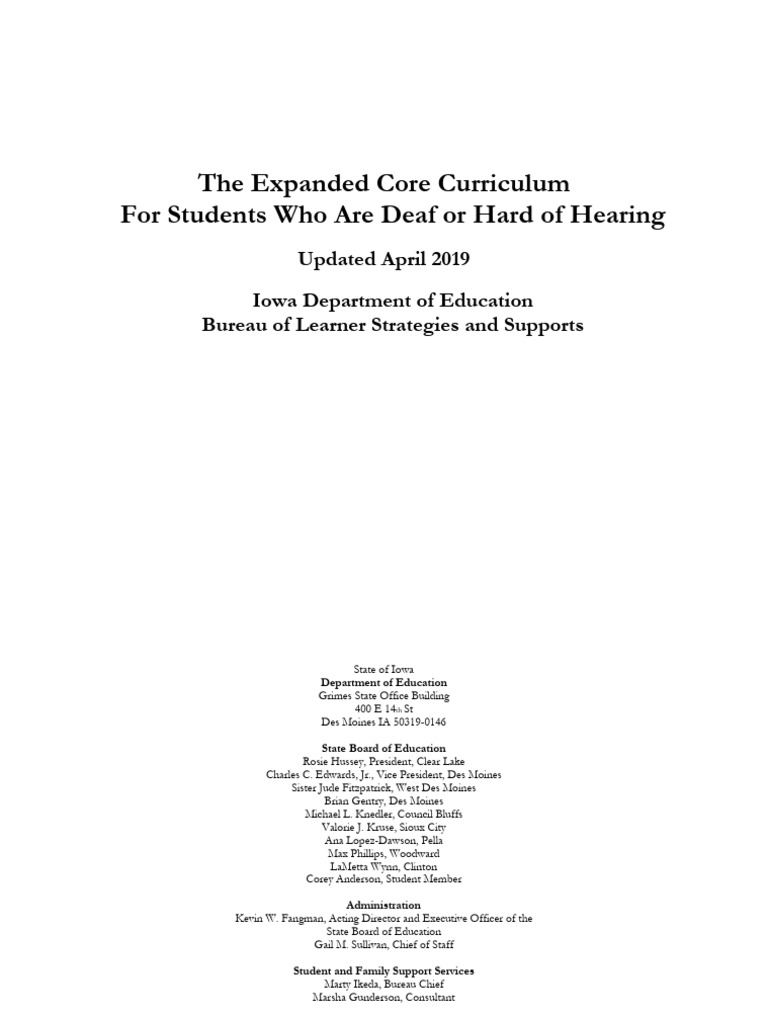 Expanded Core Curriculum (ECC) For Students Who Are Deaf or Hard of Hearing (DHH) | PDF ...