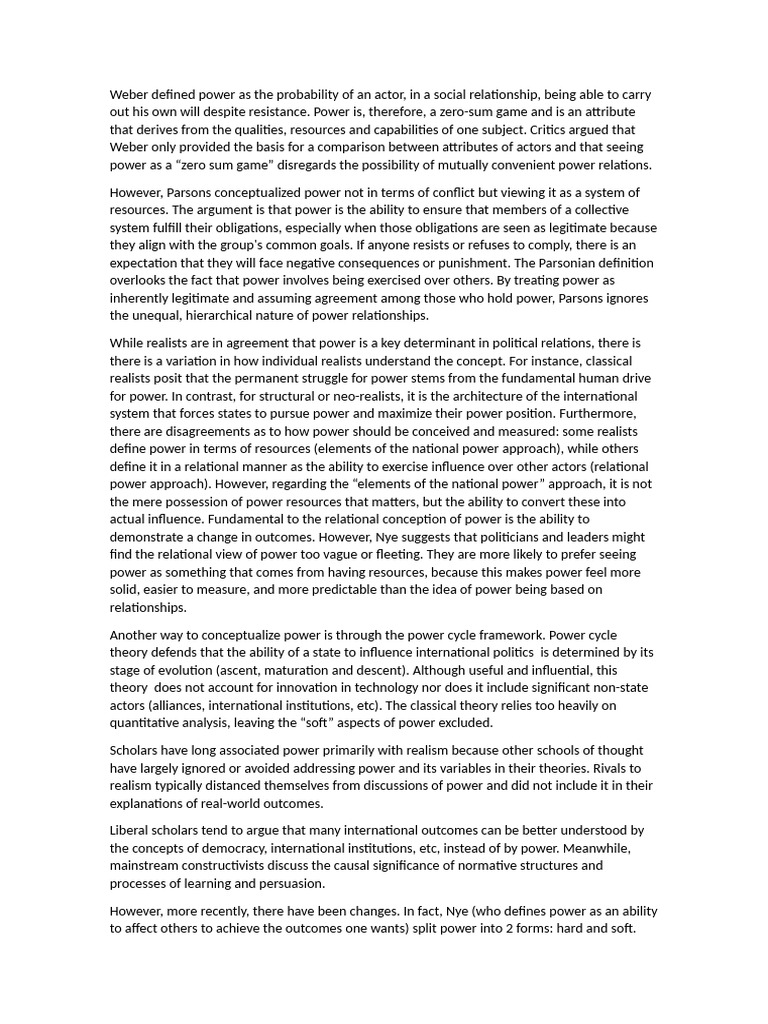 Power in IR | PDF | Power (Social And Political) | Soft Power