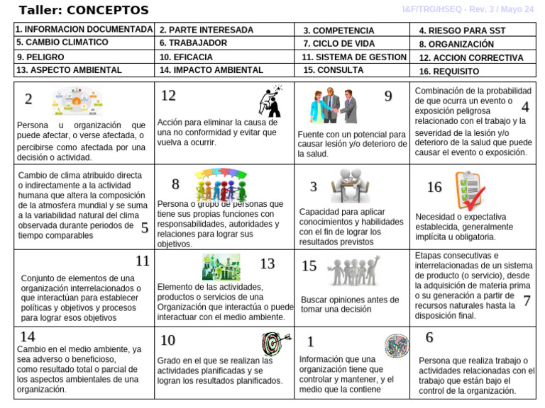 Taller 01 Conceptos HSEQ May2024 | PDF | Entorno natural | Evaluación del ciclo de vida