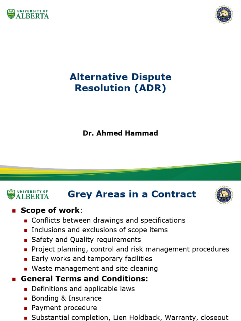 08, Conflicts, Claims Alternative Dispute Resolution (ADR) | PDF ...
