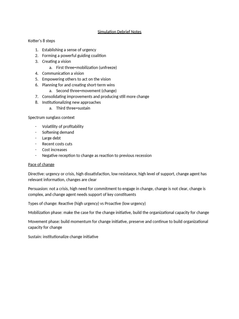 Simulation Debrief Notes | PDF | Economies | Business