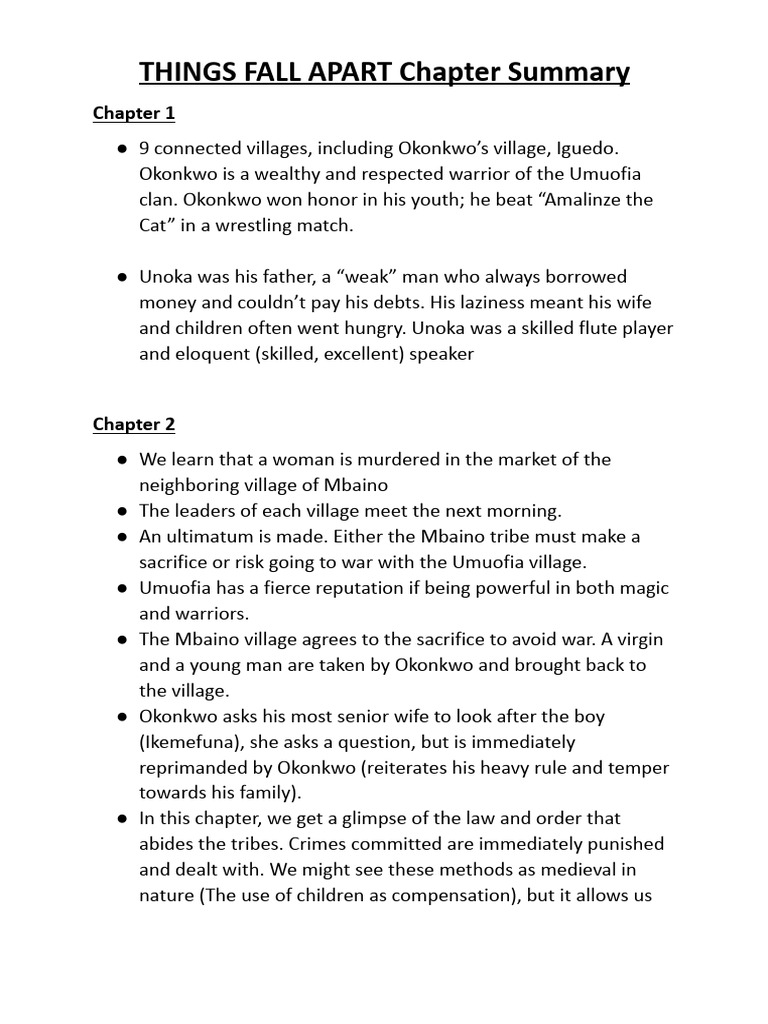 Things Fall Apart: Chapters 1-10 Summary | PDF