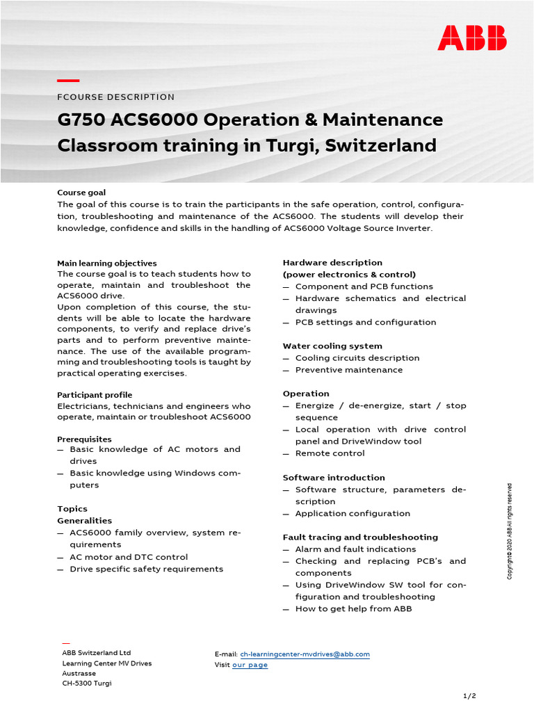 G750 - ACS6000 - O&M - Course Description - 240703 | PDF ...