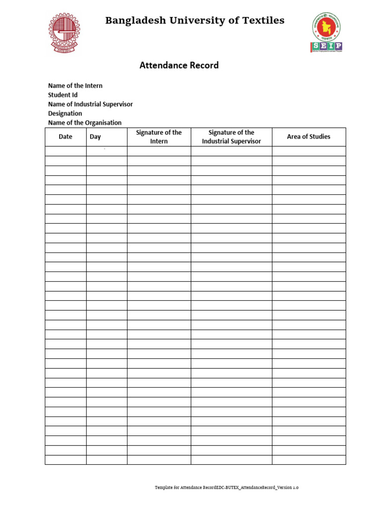 Attendance Record - Template | PDF