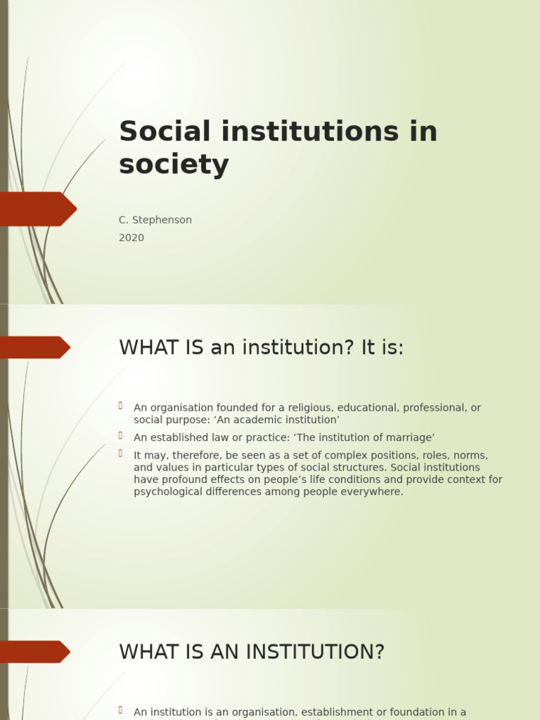 Understanding Social Institutions in Society | PDF | Family | Marriage