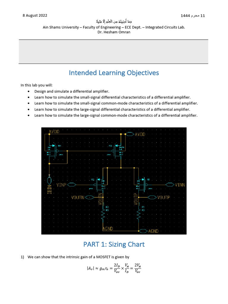 Aic Lab Cadence 06 Diff Amp v01 | PDF | Amplifier | Mosfet
