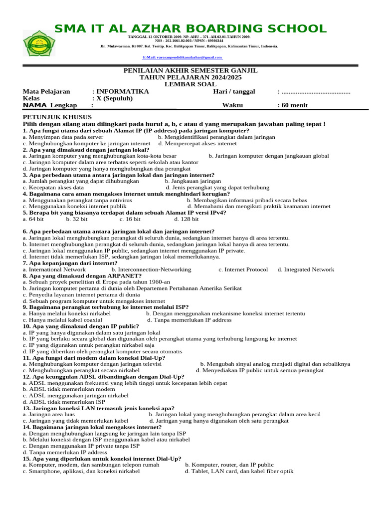 Soal 10 Inf Uas 2024 | PDF
