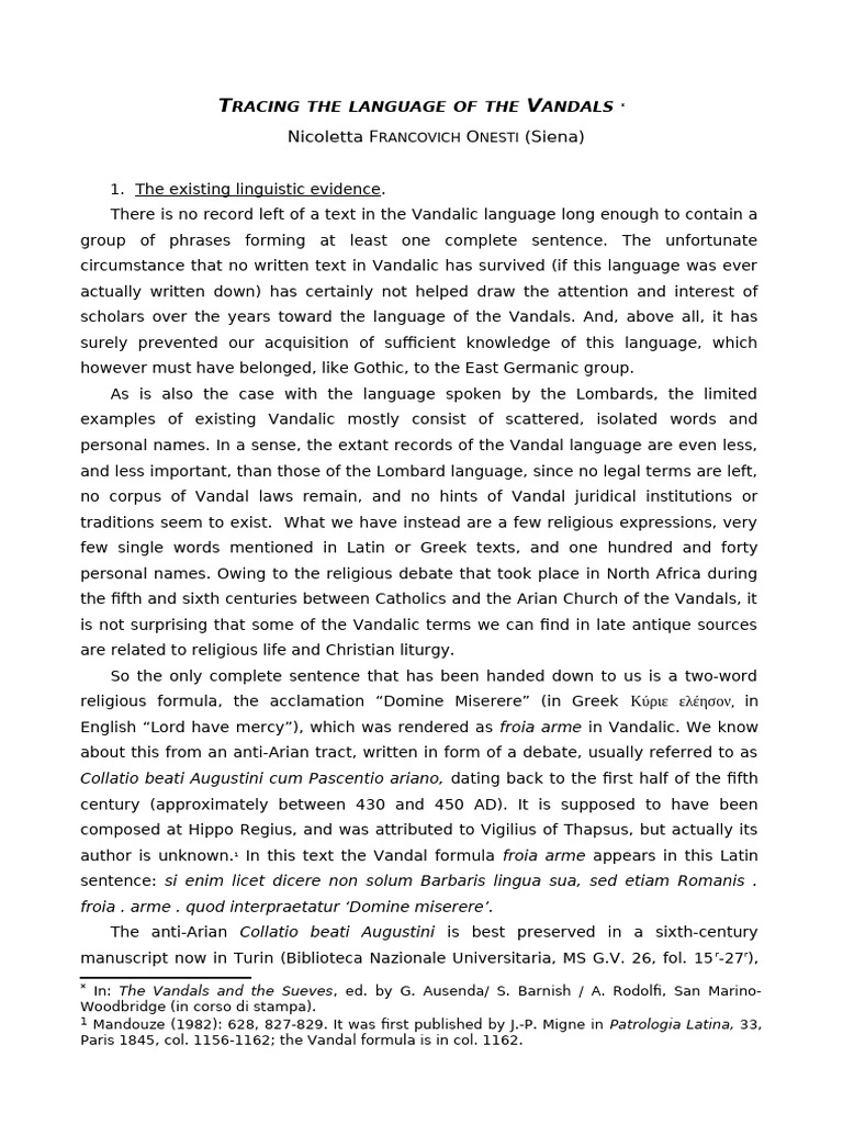 Vandalic Language: Evidence and Insights | PDF | Germanic Peoples | Latin